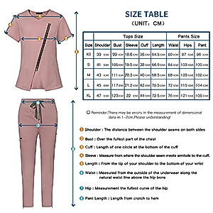 niaahinn Scrub for Women Medical Uniform Scrub Top & Jogger Pants Women Scrub Suit (Pink,M,Medium)