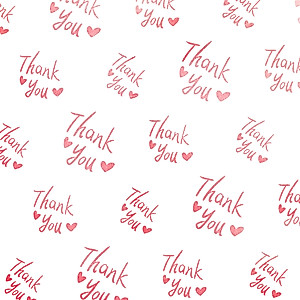 MR FIVE 30 Sheets White with Metallic Pink Thank You Tissue Paper Bulk,20" x 28",Pink Thank You Tissue Paper for Packaging,Gift Bags,Pink Gift Wrapping Tissue for Graduation,Birthday,Thanksgiving
