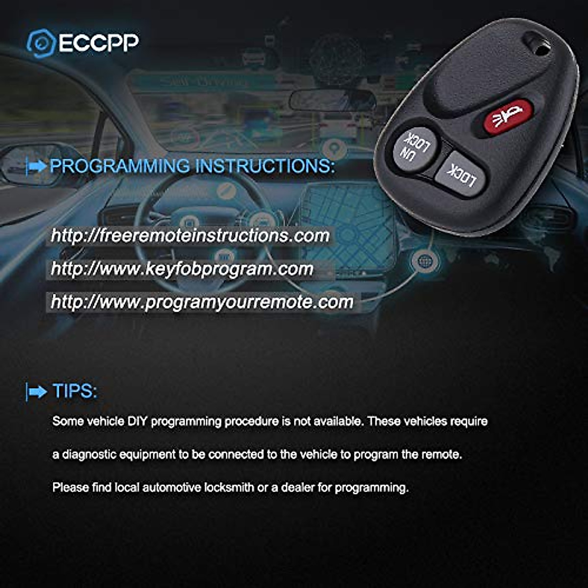 ECCPP Keyless Entry Remote Key Fob for Chevy Silverado Blazer S10 Suburban Tahoe/for GMC Sierra Sonoma Yukon/Bravada Series KOBUT1BT (Pack of 1)