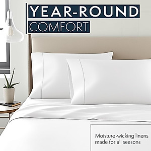 Cotton King Size Sheets, 4 Piece Sheet Set, Deep Pocket up to 16", Sheet & Pillowcase Set, Deep Pocket Hotel Bed Sheets, Breathable & Cooling, Soft Comfy and Quality Sheets (Striped,Navy Blue,King)