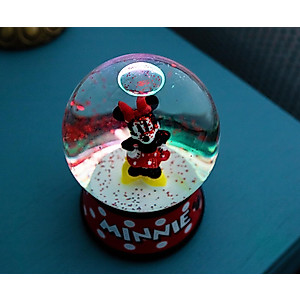 Disney Minnie Mouse Light-Up Snow Globe with Swirling Glitter Display Piece Decoration | Home Decor for Kids Room Essentials | Precious Keepsake, Cute Novelty Gifts and Collectibles | 6 Inches Tall