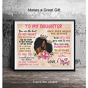 Black Mother Daughter Wall Art - African Americans Black women Wall Art & Decor - Baby shower Gift - Nursery Wall Art - Pink Girls Room Girls Bedroom Wall Art - To My Daughter Poster 8x10 UNFRAMED