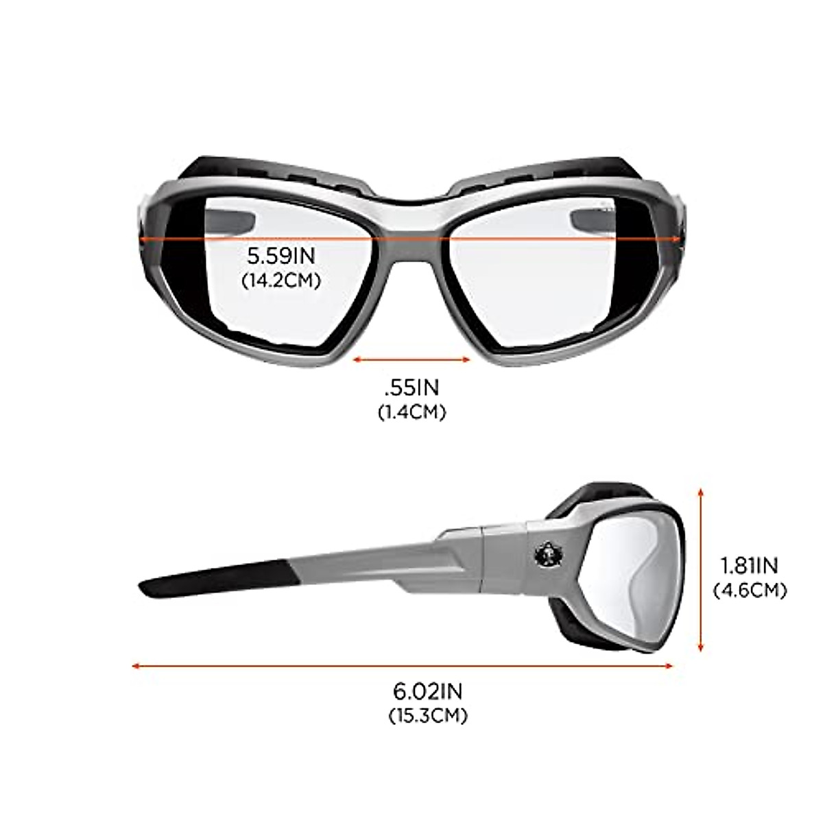 Ergodyne - 56003 Skullerz Loki Convertible Anti-Fog Safety Glasses, Clear Lens- Includes Gasket and Strap to Convert to Goggle Anti-fog Clear Lens, Black Frame