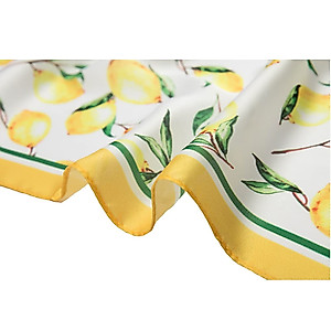 NaSoPerfect Silk Like Scarf Square Handkerchief Lemon Pattern Satin Ribbon Neck Scarfs for Women Yellow 21" x 21"
