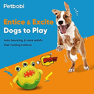 Petbobi Interactive Dog Toys Monster Active Ball for Dogs with Batteries, Self Moving Balls and Plush Cover for Small & Medium Dogs to Chase, Dog Toy Squeaky Crazy Bouncer Ball, Egg Breaker Bobby