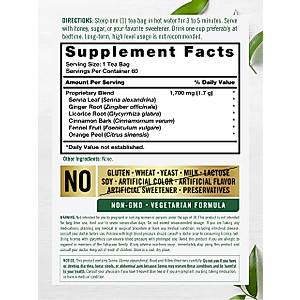 Carlyle Herbal Laxative Senna Leaf Tea | 60 Tea Bags | No Caffeine | Helps with Occasional Constipation | Vegetarian, Non-GMO & Gluten Free