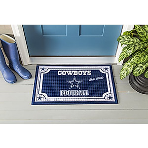 Team Sports America NFL Dallas Cowboys Embossed Outdoor-Safe Mat - 30" W x 18" H Durable Non Slip Floormat for Football Fans