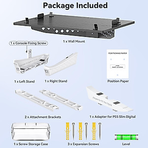 Kosker PS5 Slim Wall Mount Kit Horizontal, PS5 Shelf Wall Mount Horizontal for PlayStation 5 Slim Disc & Digital, PS5 Accessories Base Stand, Upgraded Floating PS5 Wall Mount with Screw Fixing