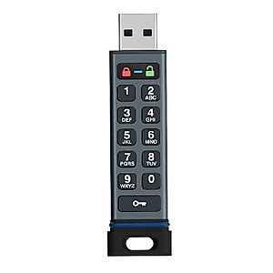 SecureData SecureUSB Duo 16GB Hardware Encrypted USB 3.0 Flash Drive FIPS 140-2 Level 3 Unlock via Keypad or Phone app TAA Compliant, CJIS, HIPAA, CMMC, GDPR Compliant, Works with Mac and Win Free AV