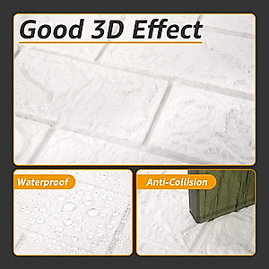 Art3d 3D Peel and Stick Foam Brick Wall Panels, White, 44 Square Feet, 30 Pcs