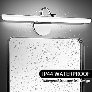 OKELI Dimmable Bathroom Light Fixtures LED Modern 23.6IN 14W Bathroom Vanity Light Chrome Stainless Steel 180°Rotatable Vanity Light Bar for Bathroom 6000K Cool White ETL Listed