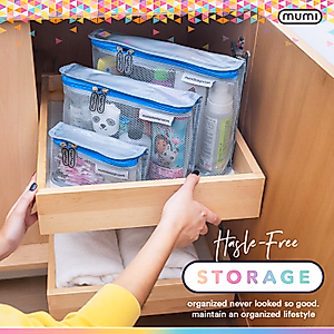 MUMI Travel Toiletry Bag Set of 3 – Water-Resistant Toiletry Bags for Women & Men – Clear Bags for Toiletries, Skincare, Makeup & Travel Essentials – Lightweight, Durable & Portable Organizer - Yellow