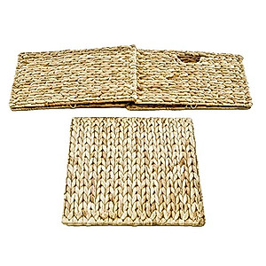 Seville Classics Premium Handwoven Portable Laundry Bin Basket with Carrying Handles, Household Storage for Clothes, Linens, Sheets, Toys, Water Hyacinth, Rectangular (2-Pack)