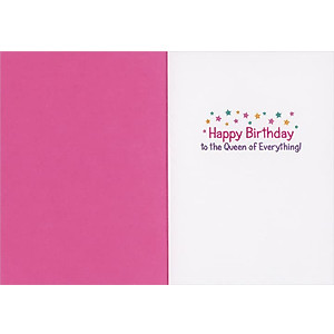 Avanti Press Cat Wearing Pink Bow on Head and Sitting on Present Funny/Humorous Feminine Birthday Card for Her : Women