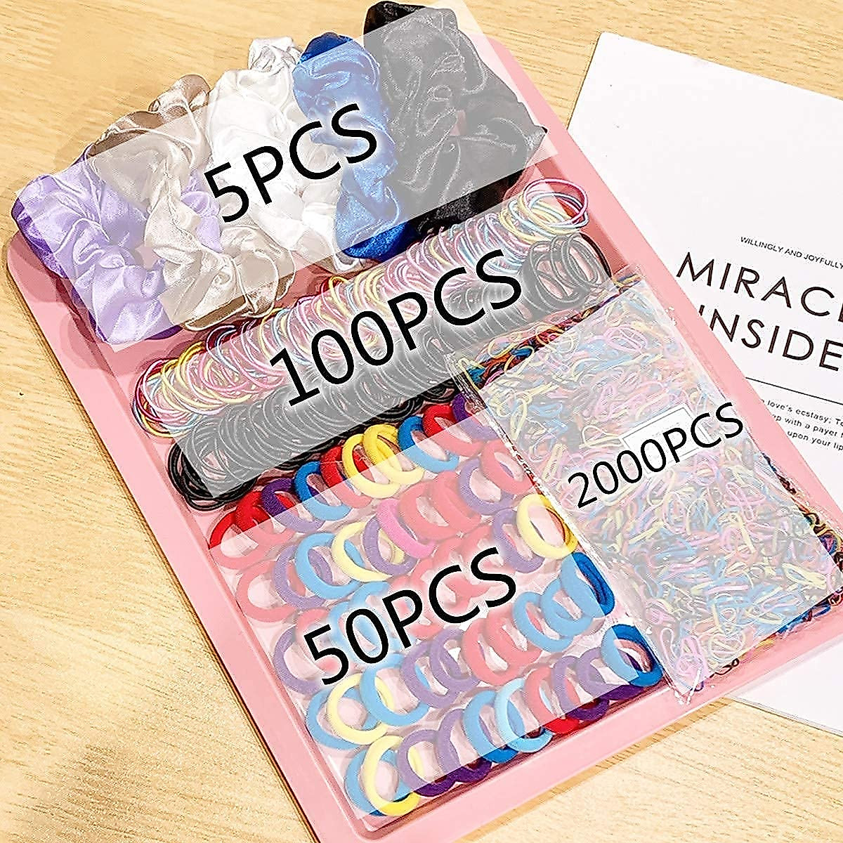 YANRONG Ponytail Holders and Scrunchies For Girls and Women, Traceless Elastic Ropes and Rubber Bands For Hair, Baby and Kids (2155PCS) Mix