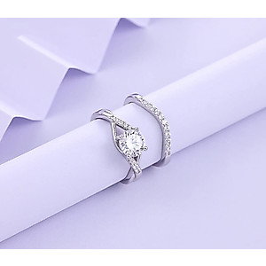 STARCHENIE Engagement Sets for Women Sterling Silver Cubic Zirconia Sterling Silver Wedding Sets for Women Size10