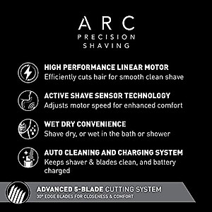 Panasonic Arc5 Electric Razor for Men, 5 Blades Shaver and Trimmer - Sensor Technology, Automatic Clean and Charge Station, Wet Dry, Silver