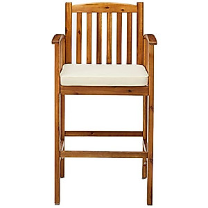 Christopher Knight Home Grace Outdoor Acacia Barstools, Natural Finish and Cream (Set of 2)