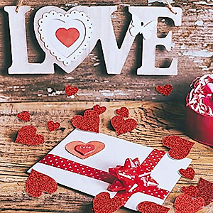 600Pcs Valentines Day Heart Confetti, Red Glitter Valentines Confetti Hearts, Hearts Table Confetti Decorations for Valentine's Day Wedding Anniversary Engagement Party Home Table Decoration Photo Booth Backdrop