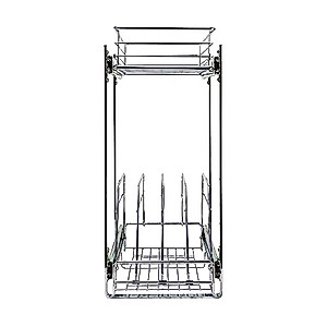 Household Essentials Glidez Multipurpose Chrome-Plated Steel Pull-Out/Slide-Out Dual-Sliding Storage Organizer for Cookware and Bakeware - 2-Tier Design - Fits Standard Size Cabinet or Shelf, Chrome