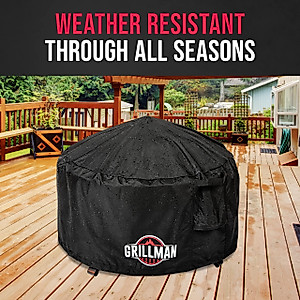 Heavy Duty Fire Pit Covers, Fit 32x16 Inch Round Gas Fire Pit - 600D Polyester Firepit Covers Round, Outdoor Fire Pit Cover, Firepit Cover, Fire Pit Cover Round, Patio Cover for Fire Pit, Table Cover