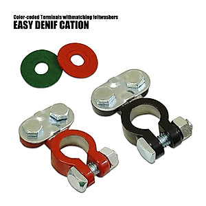 gunhunt 2 PCS Cables Terminal Connectors, Zinc Plated Top Terminal with 2 PCS Washers, Car Cable Terminal Connector, Fit for Marine Car Boat RV Vehicles (Silver)