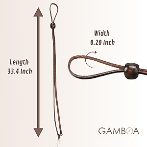 Gamboa 100% Leather Hat Chin Strap for Men and Women Removable Hat Chin Cord for Cowboy and Sun Hats Brown