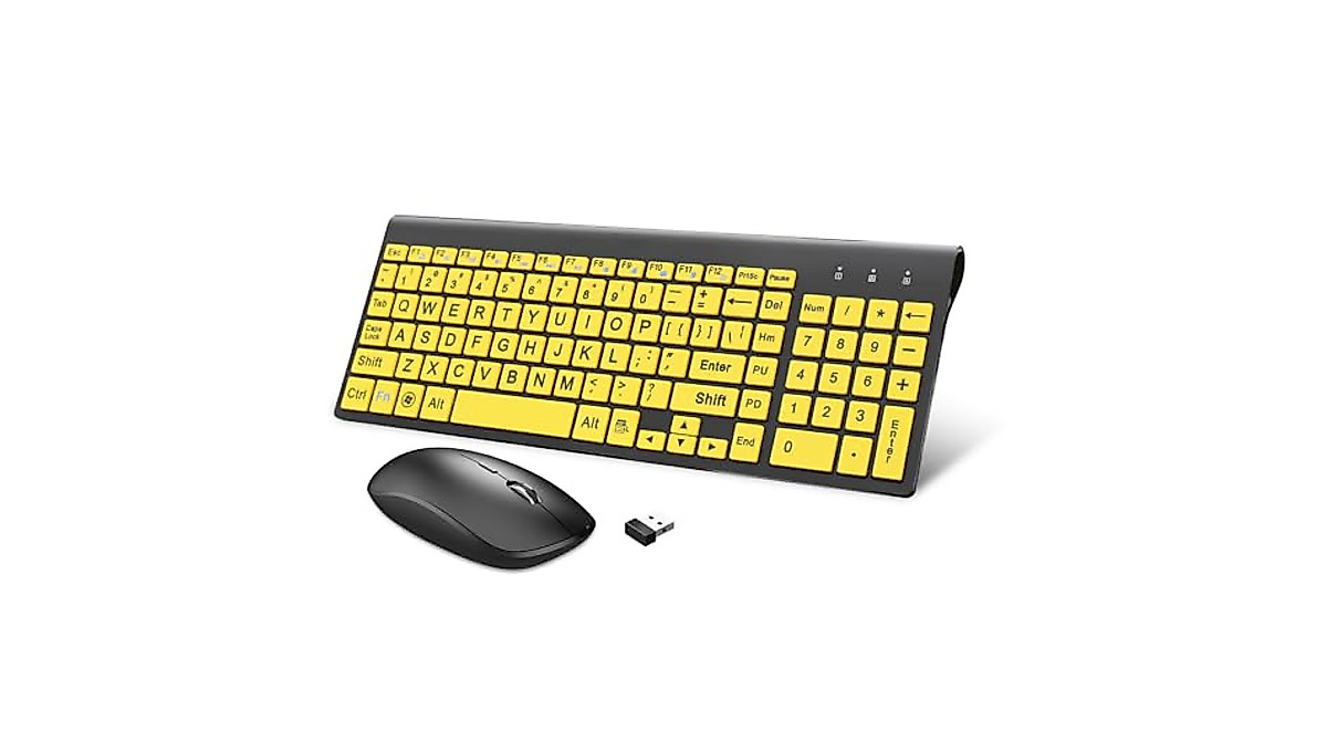 HXMJ Wireless Large Print Keyboard & Mouse Combo for Seniors