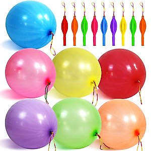 LEEZZIZZ 30Pcs Punch Balloons, Thickened Neon Punching Balloon Heavy Duty Birthday Party Favors for Kids Weddings Supply