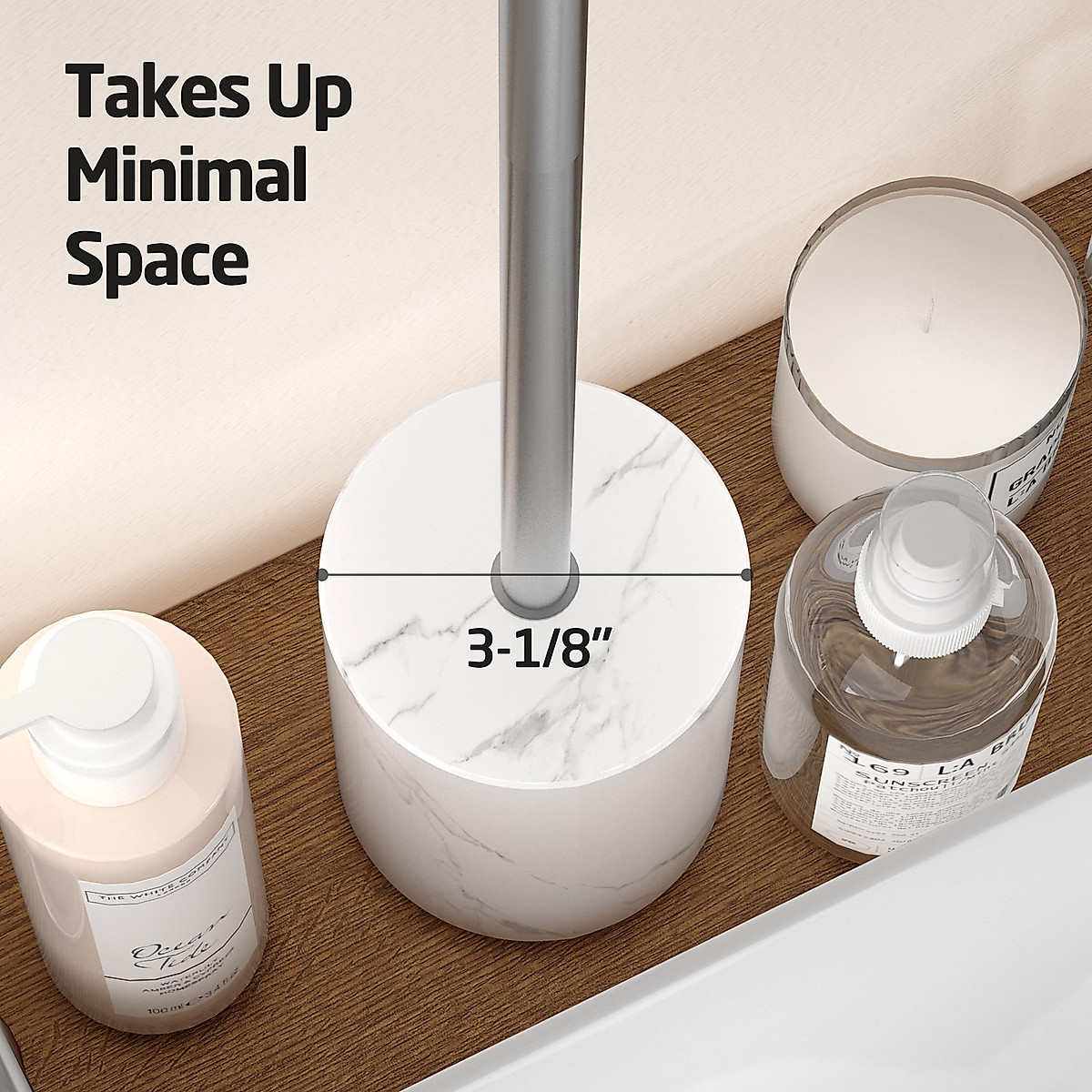 KES Hand Towel Rack for Bathroom Countertop, Stand Towel Holder with Small Marble Base, Hand Towel Holder Free Standing 18/8 Stainless Steel Space Saving Brushed Finish, BTH234S40-2