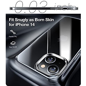 TORRAS Crystal Clear Designed for iPhone 14 Case, [Non-Yellowing] Slim Fit Ultra Thin [Military Drop Protection] Soft Silicone TPU Shockproof Protective Cover Case for iPhone 14 6.1 Inch, Clear