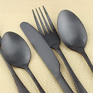 puzhlerMatte black 8-piece 304 Stainless Steel Salad Forks Dessert Forks Set, Dishwasher Safe, 6.7 Inches