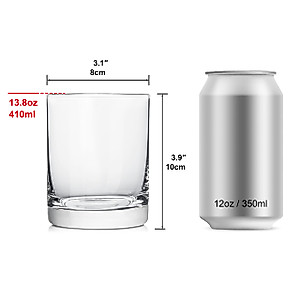 FAIRCRAFT Heat-Resistant Drinking Glasses Set of 6 Double Fashioned Glass Lowball Tumblers 13.5oz Made From Premium Borosilicate All Crystal-Clear Water Cups, Mixed Drinkware For Daily Use…