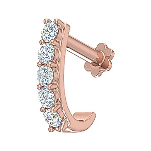 FINEROCK 0.14 Carat Diamond Nose Pin in 18K Rose Gold