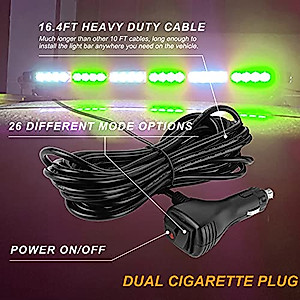 ASPL 29.5" 54 LED Strobe Light Bar Double Side Flashing High Intensity Emergency Warning Flash Strobe Light with Magnetic Base for Safety Construction Vehicles Tow Trucks Pickup (Green/White)