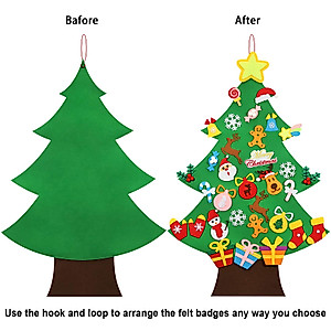 TOBEHIGHER DIY Felt Christmas Tree - 3.6 FT Felt Christmas Tree for Kids with 41 Pieces of Ornament Decor, DIY Xmas Gifts for Kids, Wall Hanging Christmas Tree Decorations