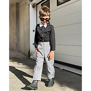 Volunboy Boys Clothes Set Toddler Gentlemen Wedding Suit Long Sleeve Bow Tie Shirts Suspenders Pants Ring Bearer Outfits (Black, 2-3T)