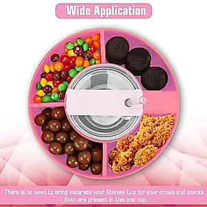 Snack Bowl for Stanley Cup - Silicone Snack Ring For Stanley Cup 1.0 H2.0 40oz Tumbler with Handle - 40 Oz Reusable Tray Platter For Stanley, Portable Snack Holder For Stanley Cup Accessories (Pink)