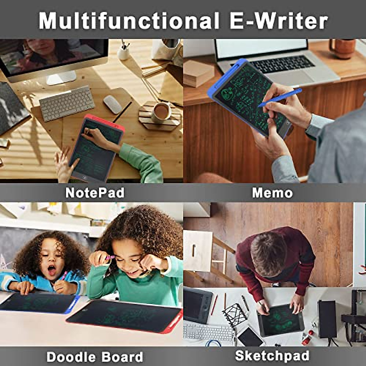 LCD Writing Tablet 12 inch Drawing Board Writing Pad Electronic Doodle Digital Memo Notpad E-Writer Portable Notebook - Black