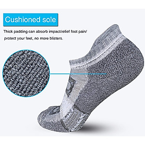 APTYID Women's Ankle Socks Athletic Cushioned Running, Size 6-9, Grey, 6 Pairs