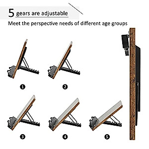 Book Stand for Reading,Large Recipe Book Holder with 5 Adjustable Height(13.4" x 9.5"), Foldable Wooden Cooking Bookstand for Textbook, Music Books, Tablet, pad