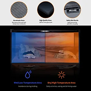 ERAARK Reptile Terrarium 4.5 Gallon Glass Reptile Tank 16"x7.8"x7" with Top Screen Ventilation,Hide Cave,Water Bowl for Bearded Dragon,Lizard,Spider,Hamster,Hermit Crab, Turtle Tortoise