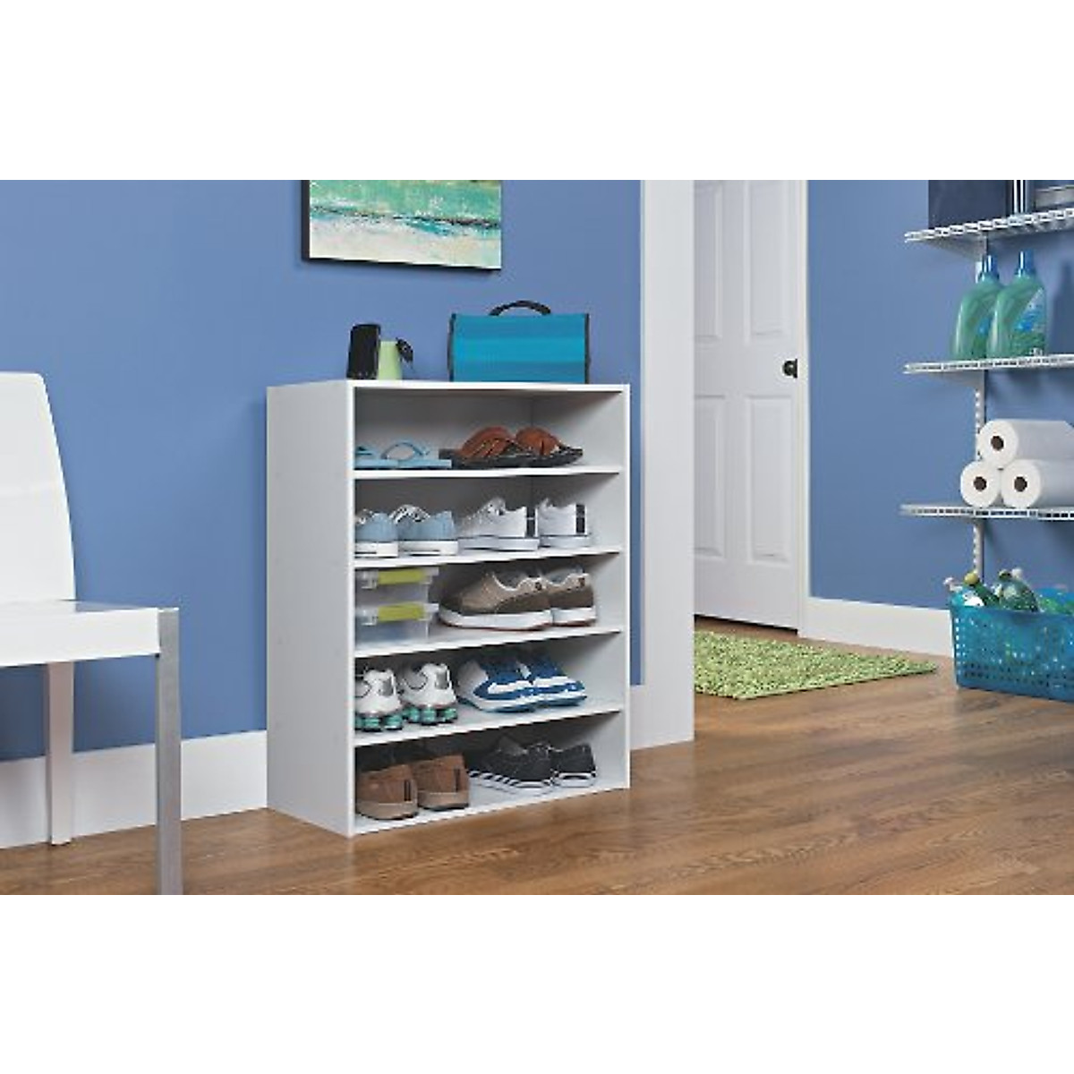 ClosetMaid 1565 Stackable 5-Shelf Organizer, White & 5062 All-Purpose Organizer, White