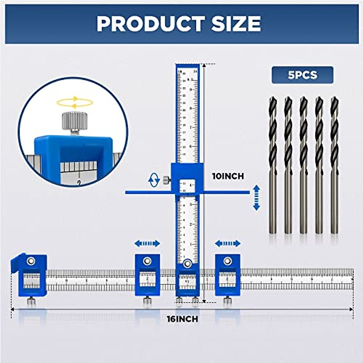 Holimax Cabinet Hardware Jig, Cabinet Handle Jig, Cabinet Hardware Template Tool, Punch Locator Drill Guide for Handle Knob Pull Installation of Door and Drawer woodworking tools