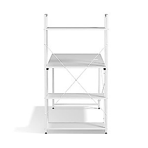 Ames 47" Reversible Gaming Computer Desk with Adjustable Shelves, Home Office Desk, Grommet Cable-Management, Leveler Feet, Easy Assembly, White/White