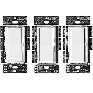 Lutron Diva LED+ Dimmer Switch for Dimmable LED, Halogen and Incandescent Bulbs, 150W/Single-Pole or 3-Way, DVCL-153P-WH-3, White (3-Pack)