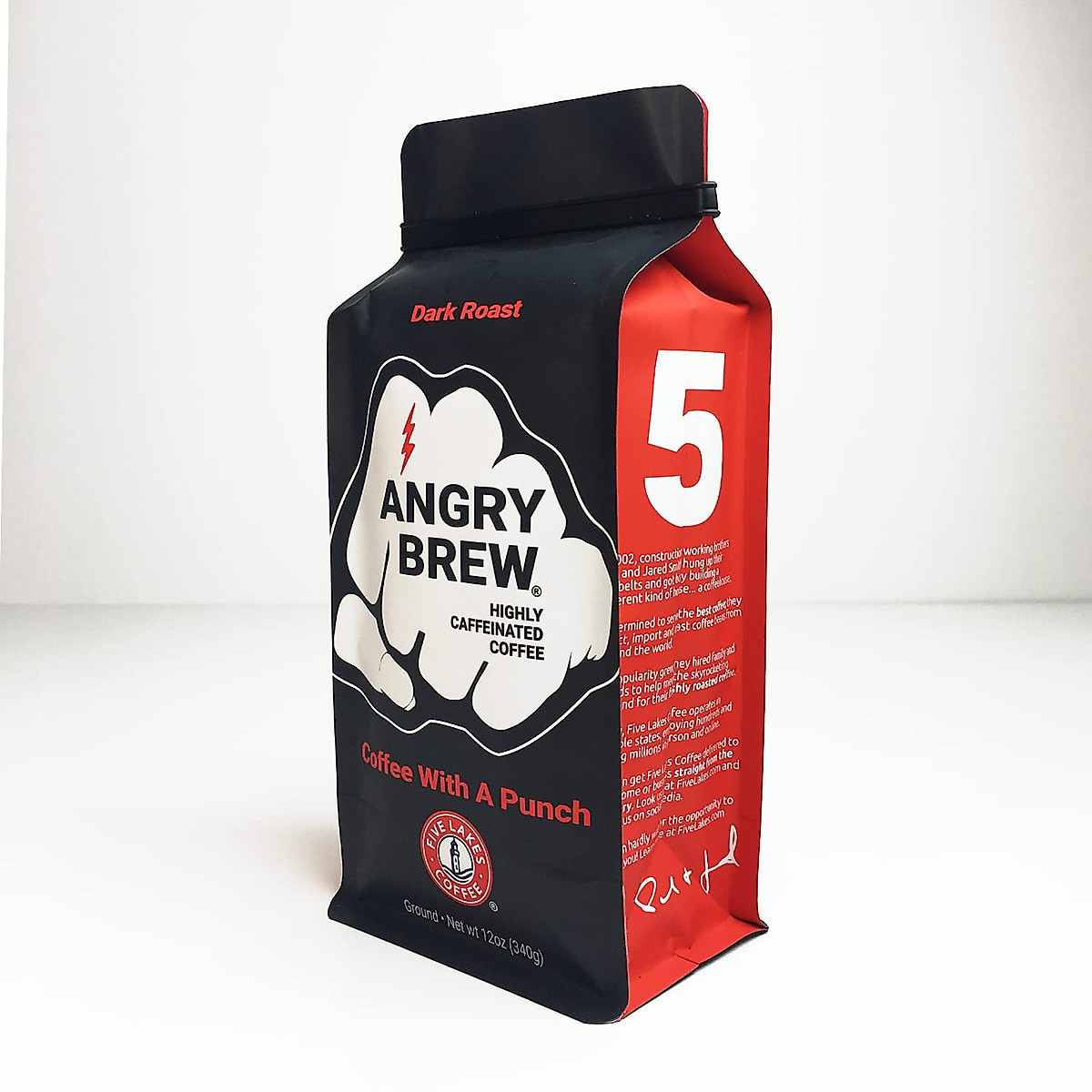 Five Lakes Coffee - Angry Brew - Coffee with a punch! Highly caffeinated, dark roast, coffee (Ground)