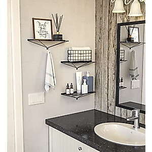 J JACKCUBE DESIGN Bathroom Wall Shelf Floating Shelves Black Metal Storage Display Rack Decor for Bedroom, Kitchen(Set of 3) - MK486AAA