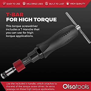 Olsa Tools Torque Screwdriver Set (10-50 in lb Torque Range) | Professional Grade Certified Limiting Torque Screwdriver | Inch Pounds Torque Driver Set