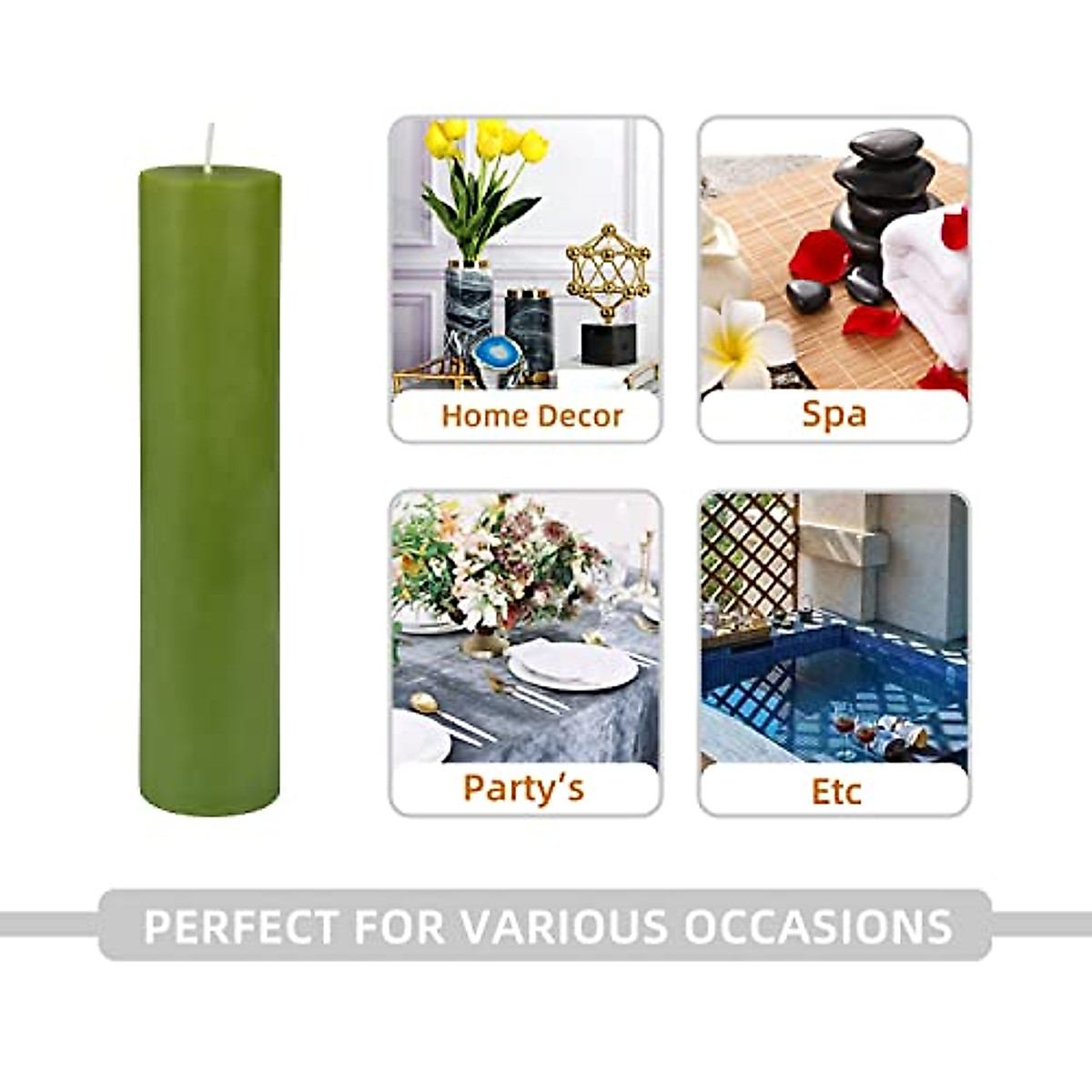 2 x 9 Sage Green Pillar Candle
